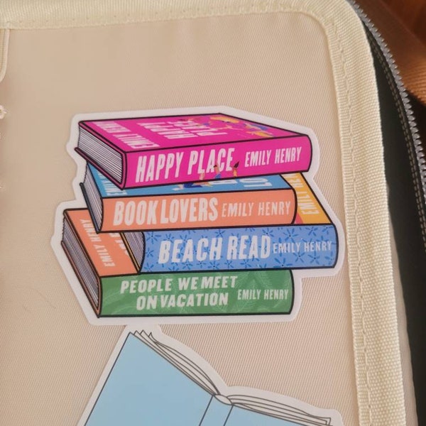 Happy Place Book Stack Sticker - Etsy