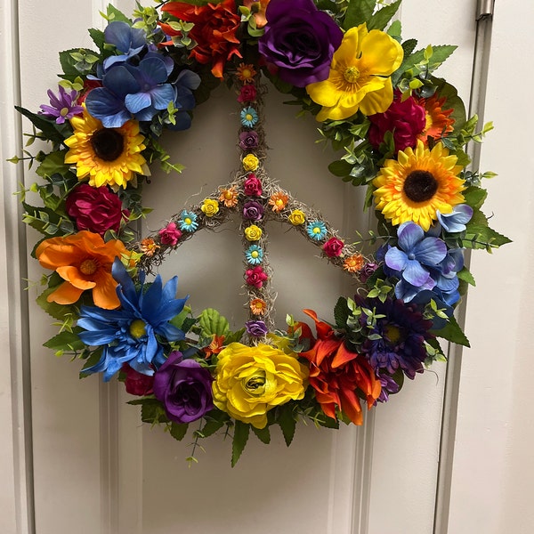 14" Bright Peace Sign - Etsy