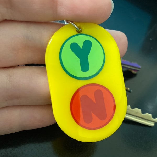 Bluey Inspired Yes/no Button Acrylic Keychain - Etsy