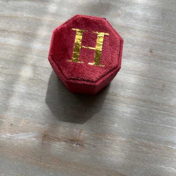 Red Velvet Ring Box Hexagon Single or Double Slot for Engagement and ...