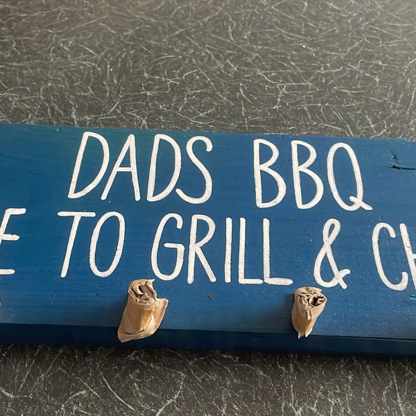 Personalised BBQ Sign, BBQ Utensil Hooks Holder. Fathers Day, Dad ...