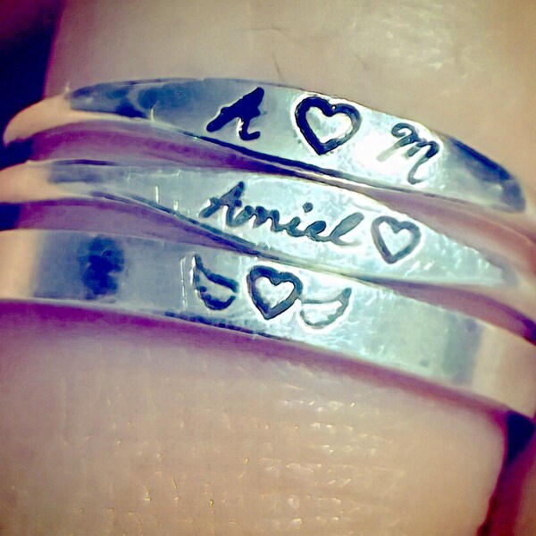 Personalized Skinny Ring • Custom Name Ring • Mantra Ring • Children ...