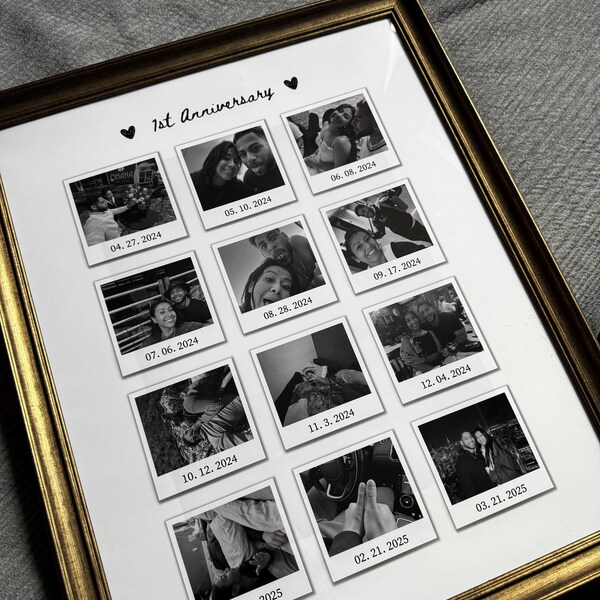Custom Polaroid Photo Frame Anniversary Template, 1 Year Anniversary ...