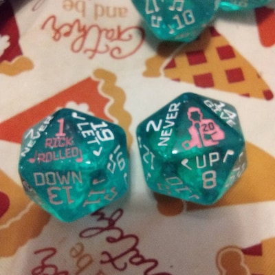 Rick Rolled 34mm D20 Original Designed Custom Dice DND DICE - Etsy