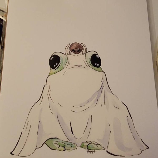 Spooky Ghost Frog Print - Etsy