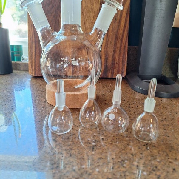 Set of Three 250 Ml Kimax Glass Volumetric Flasks With 3 Cork Stoppers ...