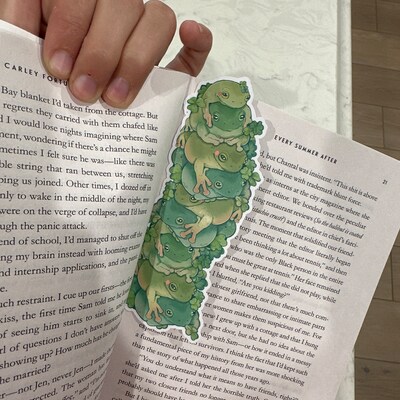 Frog Stack Bookmark Frog Art Cute Bookmark Laminated Cottagecore Book ...