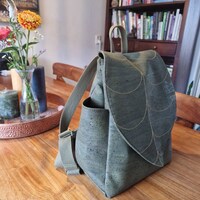 Green Cork Leather Leaf Backpack Made From Plant Based - Etsy Canada