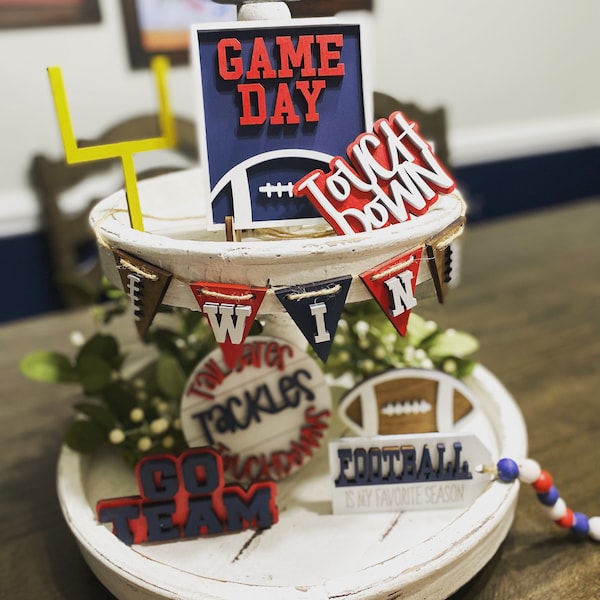 Football Tiered Tray| Game Day Tiered Tray Set | Football DIY Tiered ...