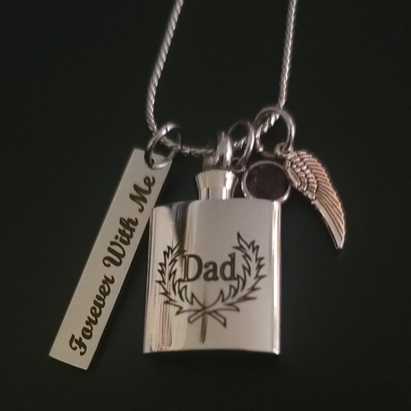 Dad Flask Ashes Necklace Urn - Love Charms™ Option - Etsy