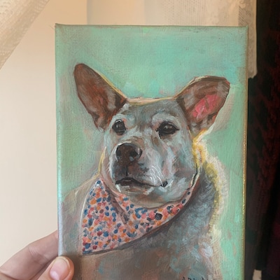 Small Hand Painted Mini Pet Animal Portraits, Custom Dog Horse Painting ...