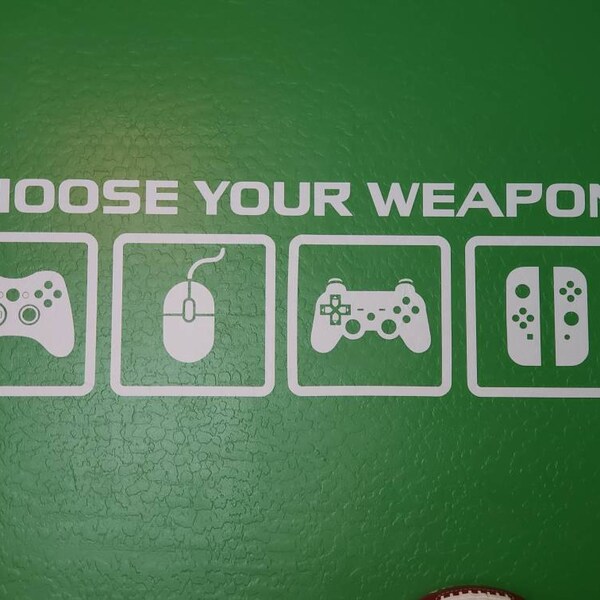 Video Game Decor Wall Decal | Choose Your Weapon Game Controllers ...