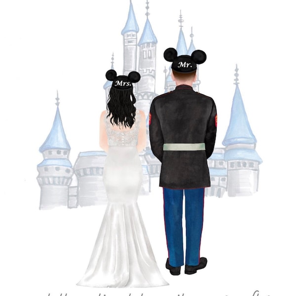 Custom Disney Inspired Portrait, Personalized Print for Family, Friends ...