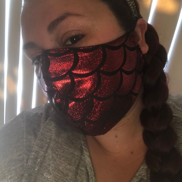 Mermaid Face Mask 15 Colors Sparkling Cotton Spandex Face Mask Hands ...
