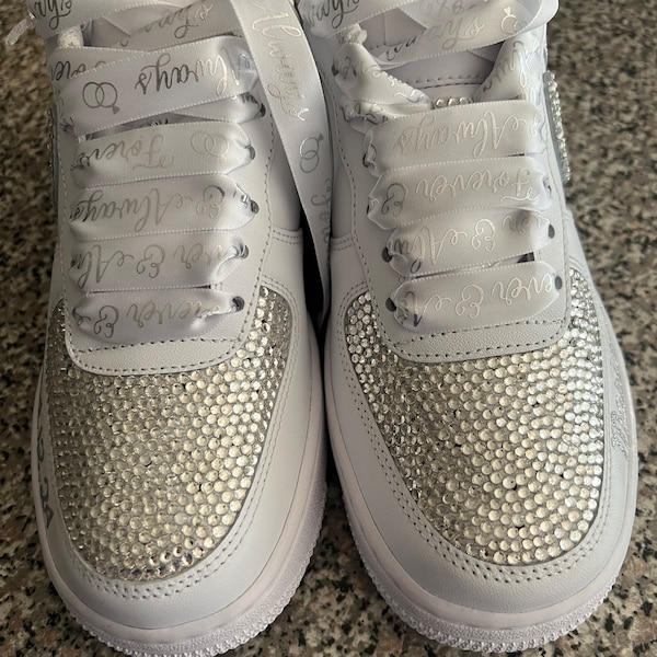 Custom Bling Nike Court Shoes, Wedding Rhinestone Shoes, Hand Placed ...