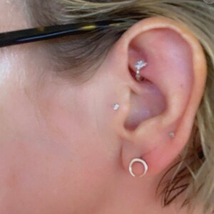 Tiny CZ Flower Huggie Hoop 6mm Hoop Tragus Hoop Rook Hoop - Etsy UK