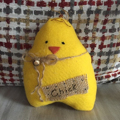 Primitive Wool Felted Chick Pillow Tucks, Spring Chick Ornies, OFG ...