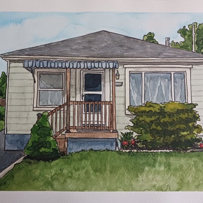 Custom Hand Painted House Portrait - Etsy