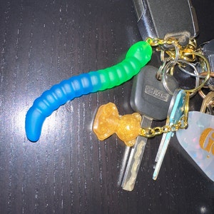 Gummy Worms Keychain Neon Keychains - Etsy