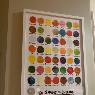 50 Shades of England, Quirky English Colour Chart Poster. Fun Memento ...