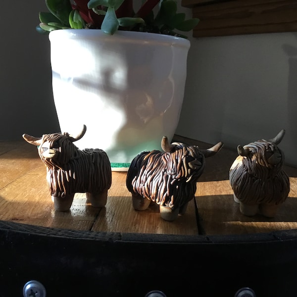 Small Pottery Highland Cow - Etsy UK