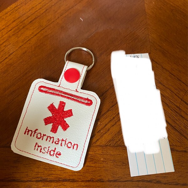 Medical Alert Keychain, Key Fob. Medical Info is Ormation Inside ...