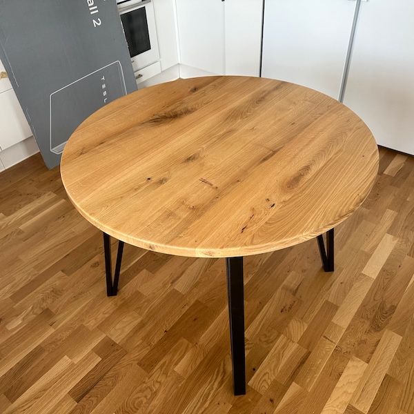 Expandable Round Dining Kitchen Table, Solid Sustainable Oak ...