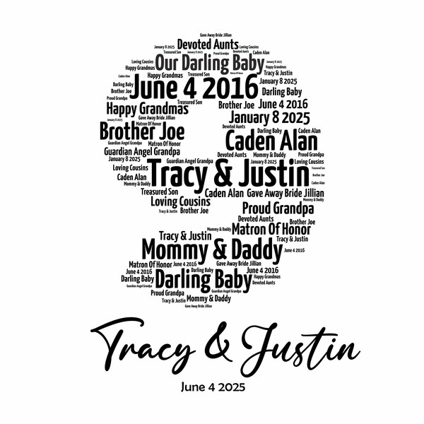 Personalized Word Art Print | Custom Gift for Weddings, Anniversaries ...