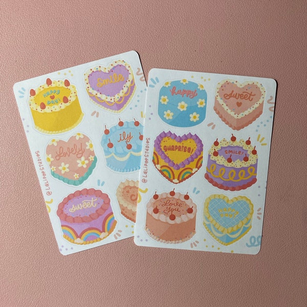 Colorful Cakes Sticker Sheet | Cute Aesthetic Stickers, Bullet Journal ...