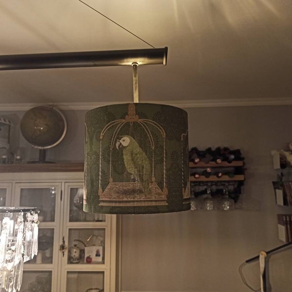 Parrot Swing Lamp Shade on Verdant Green - Large Lamp Shade With Gold ...