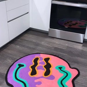 Tufted Custom Rug Trippy Face Rug Skull Rug Home Decor - Etsy