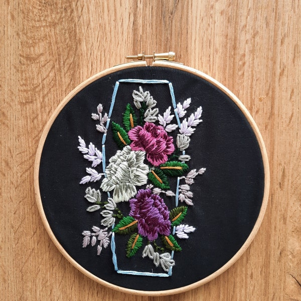 Gothic Rose Halloween Embroidery Pattern Duo. Beginner Embroidery ...