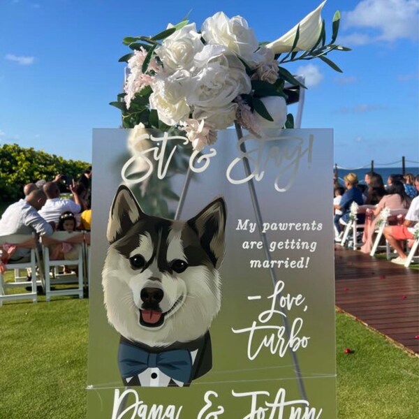 Wedding Welcome Sign With Dog Acrylic Sign for Wedding Pet Welcome to ...