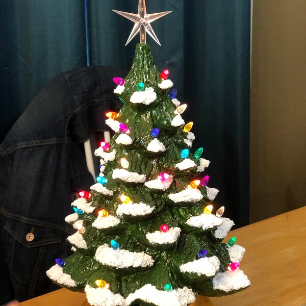 Vintage Style Lighted Christmas Tree - 16 Inch - Bisque Christmas Tree ...