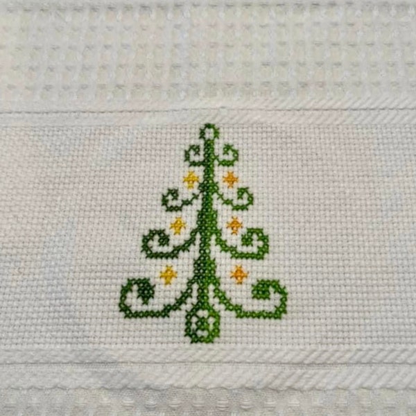 20 Tiny Cross Stitch Christmas Trees Set , Mini Star Cross Stitch ...
