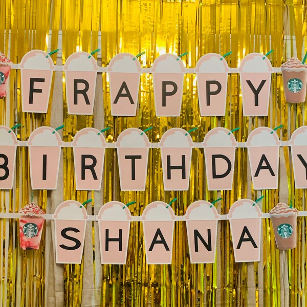 Pink Frappy Birthday Banner | Birthday | Custom Banner | SB Inspired ...