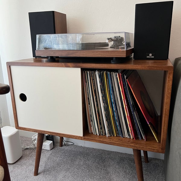 Mid Century Modern Record Console | MCM Vinyl Storage | Record Player ...