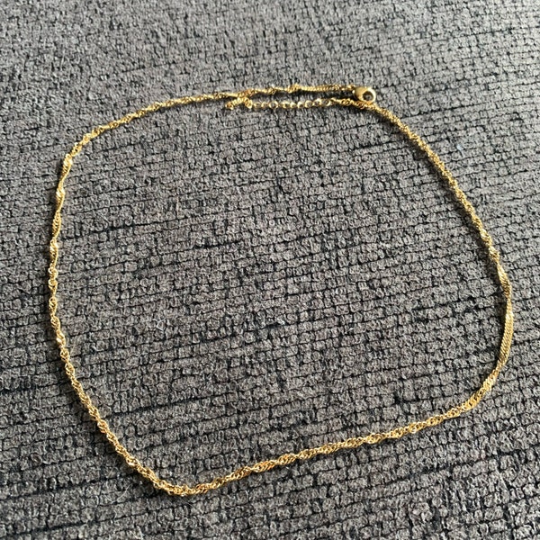 18K Gold Filled Chain Necklace, Twisted Chain, 18K Stainless Steel ...