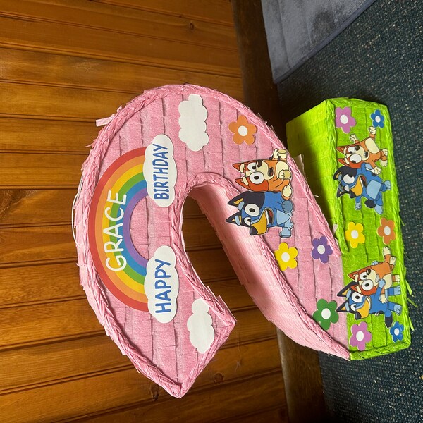 Blue Character Pinata, Custom Number Pinata & Personalized Number Name ...