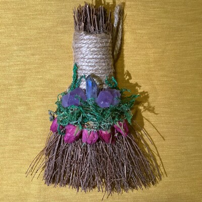 Altar Besom, Witches Besom, Witch Broom, Altar Broom, Cinnamon Broom, Crystal Witch Broom ...