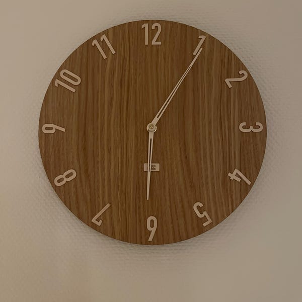 Modern Large Wall Clock, Oak Clock, Wood Veneer Numerals, Clock for ...
