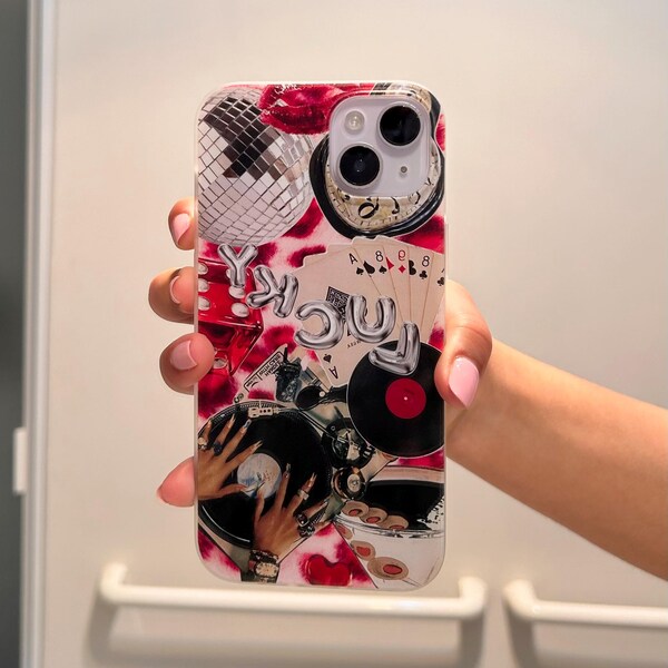 Navy Blue, 8 Ball Phone Case, Y2K Cute Collage Case, Trendy Vintage ...