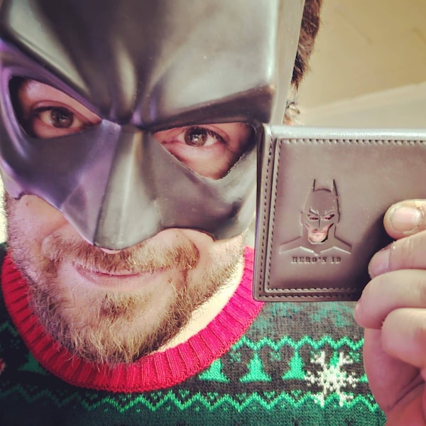 Bat ID Wallet - Leather Wallet With Super Hero Mask - Wallet for Him ...