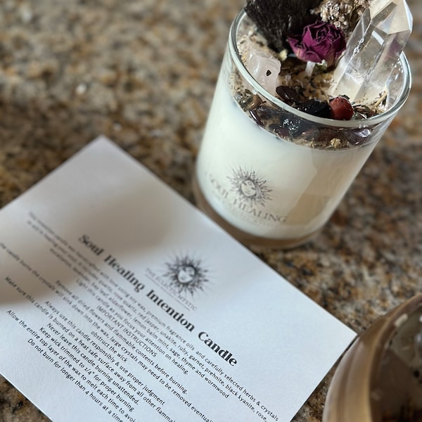 Soul Healing Intention Candle Packed With Crystals, Herbs and Flowers ...
