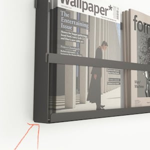 Black Magazine Rack for Wall / Minimalist Living Room Design Object ...