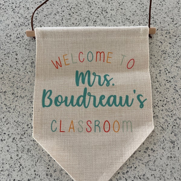 Personalised Teacher Class Room Flag, Teacher Gift, Personalised ...