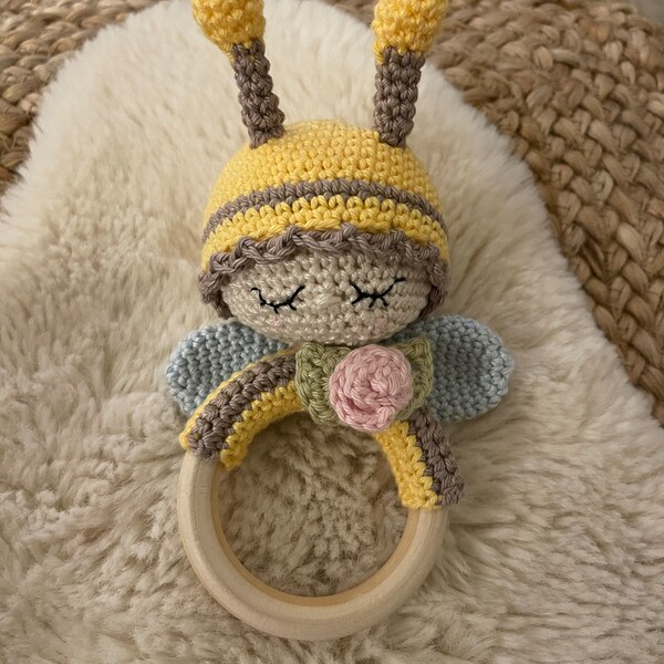 Crochet Baby Rattle Patern, Bee Crochet Patern, Crochet Rattle Bee ...