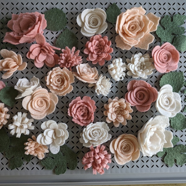 Spring Felt Flowers, Loose Felt Flowers, Rainbow Felt Flowers, Colorful ...
