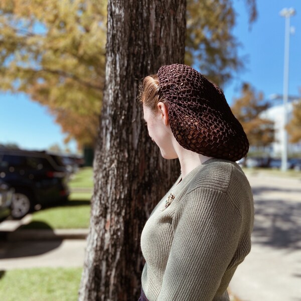 Beaded Thicker Handmade Crochet Half Snood/hairnet/filet a Cheveux in ...