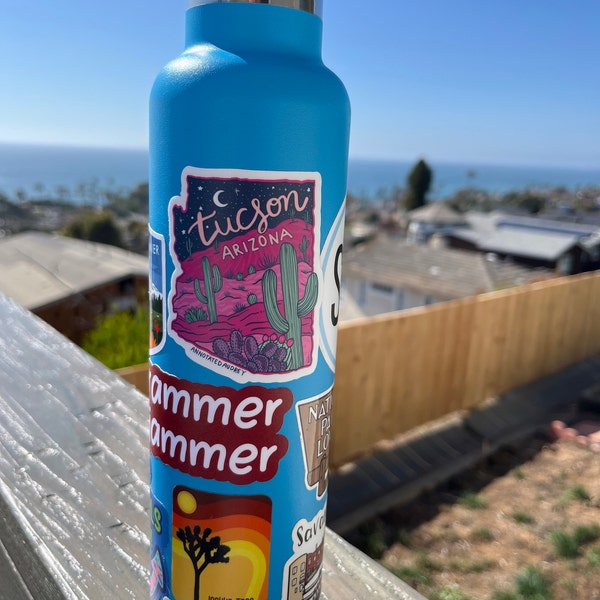 Vinyl Sticker | Pink Tucson Weatherproof Decal Cactus Sticker for Water ...